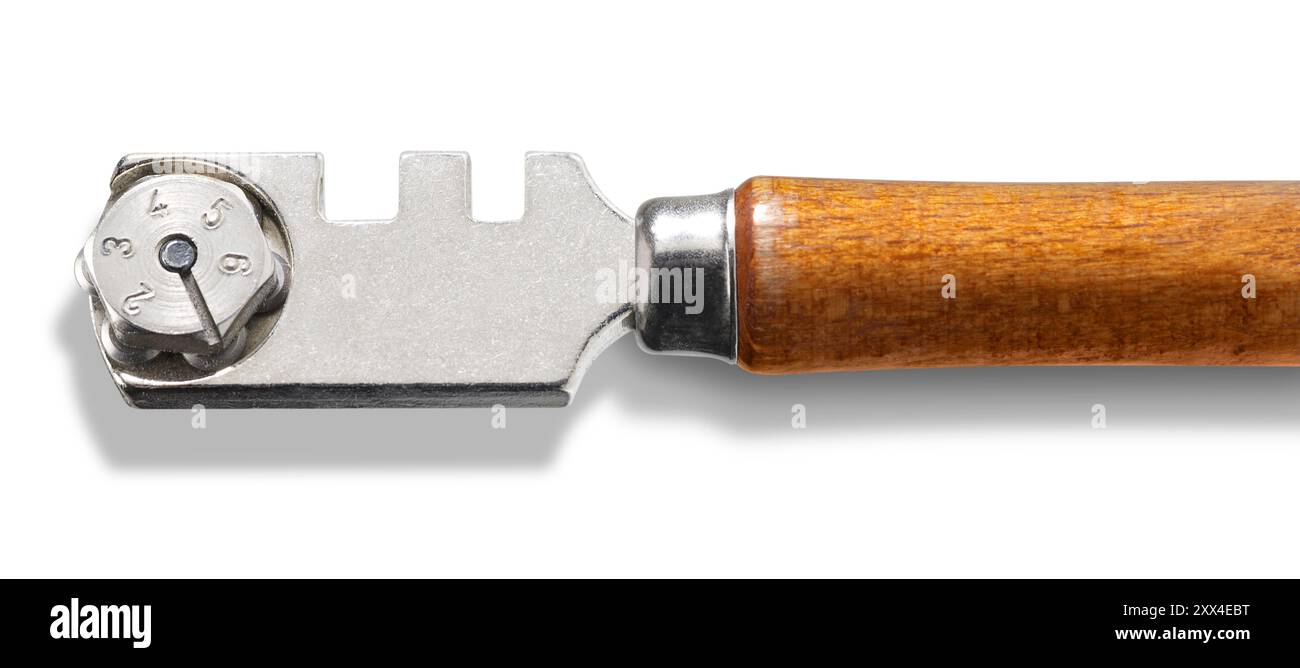 Detail of a glass cutter hand tool in white back with shadow Stock ...