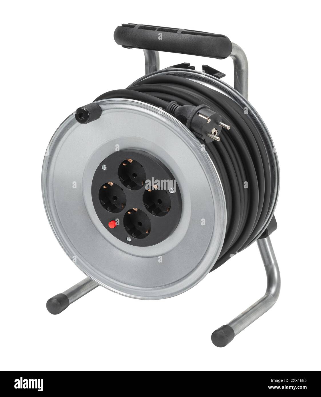 Rolled up cable reel isolated in white back Stock Photo - Alamy