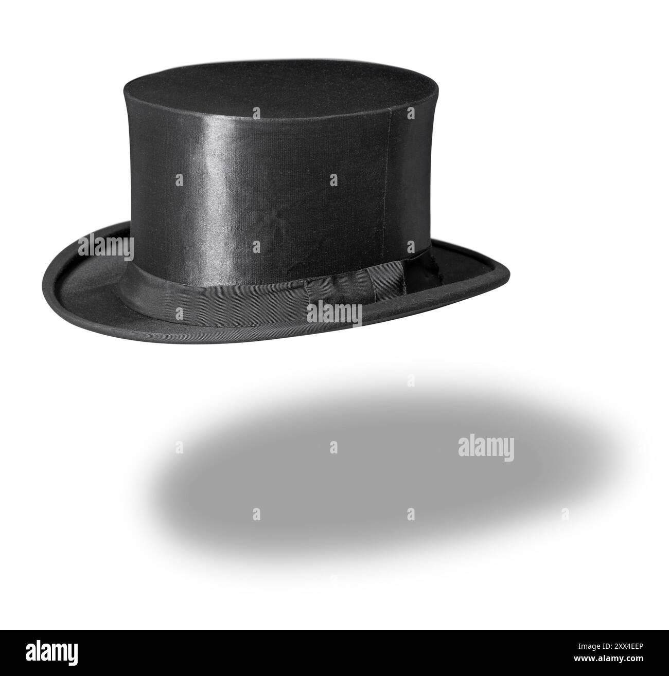 Symbolic picture showing a floating black top hat in white back with ...