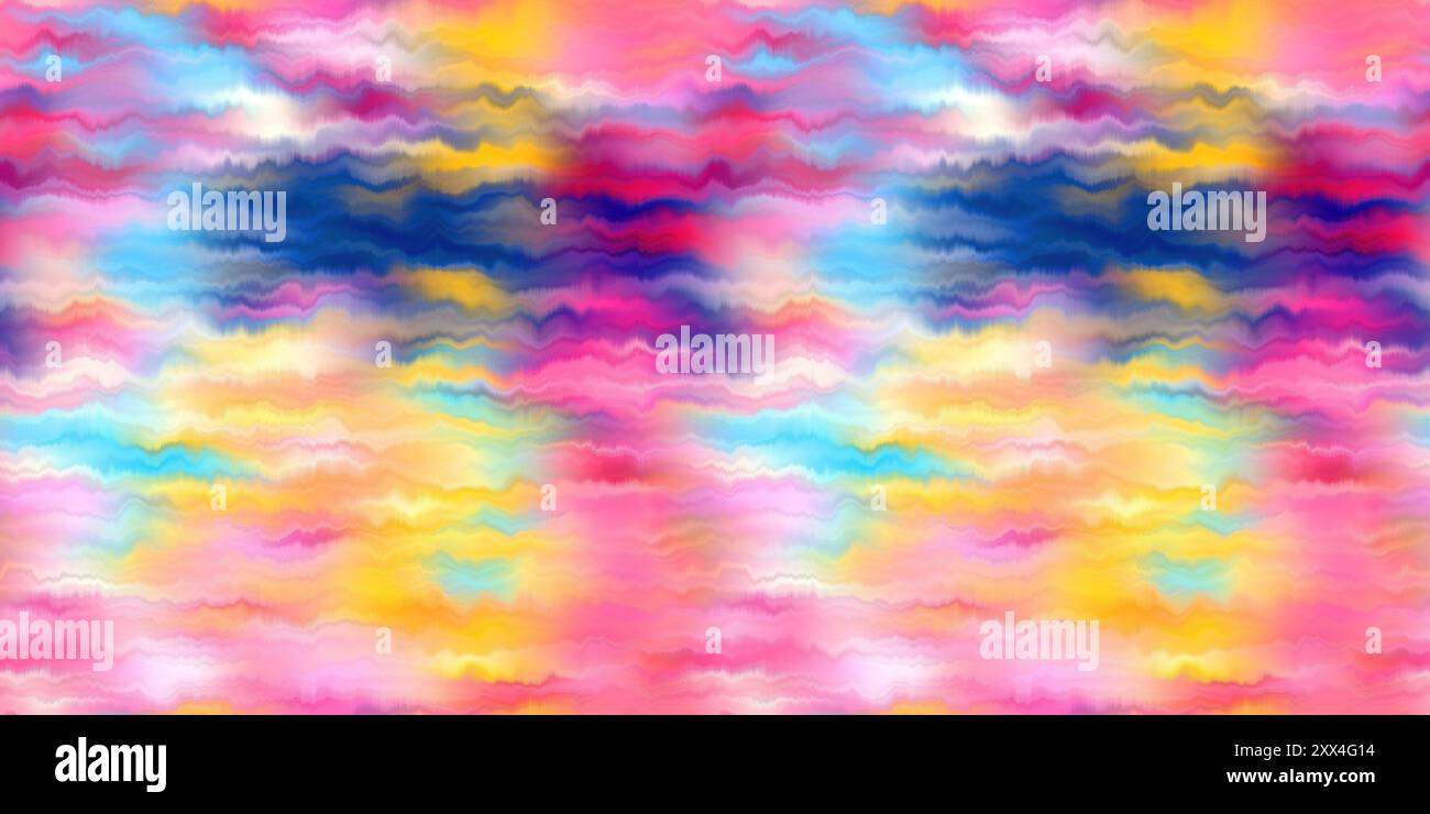 Modern rainbow blur summer seamless border pattern for a funky hippy ...