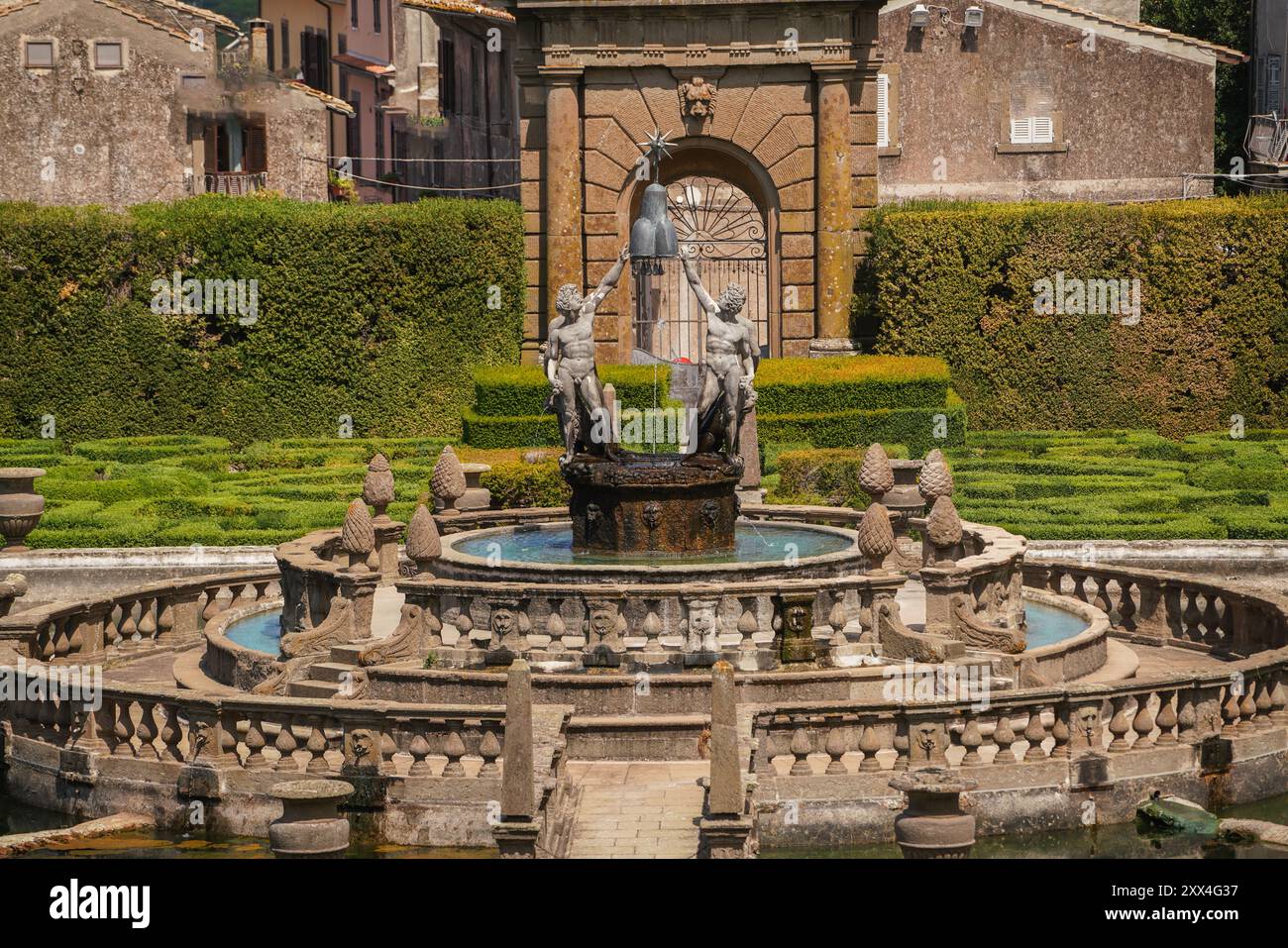 Villa Lante mannerist gardens and statue of the moors, Bagnaia, Lazio ...