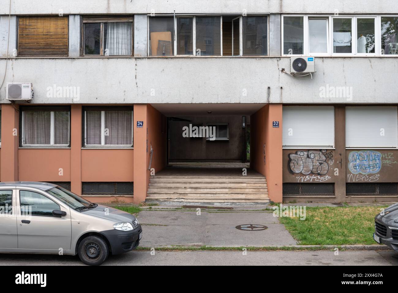 Entrance to an apartment block on a street in Belgrade. May 2024 Stock ...
