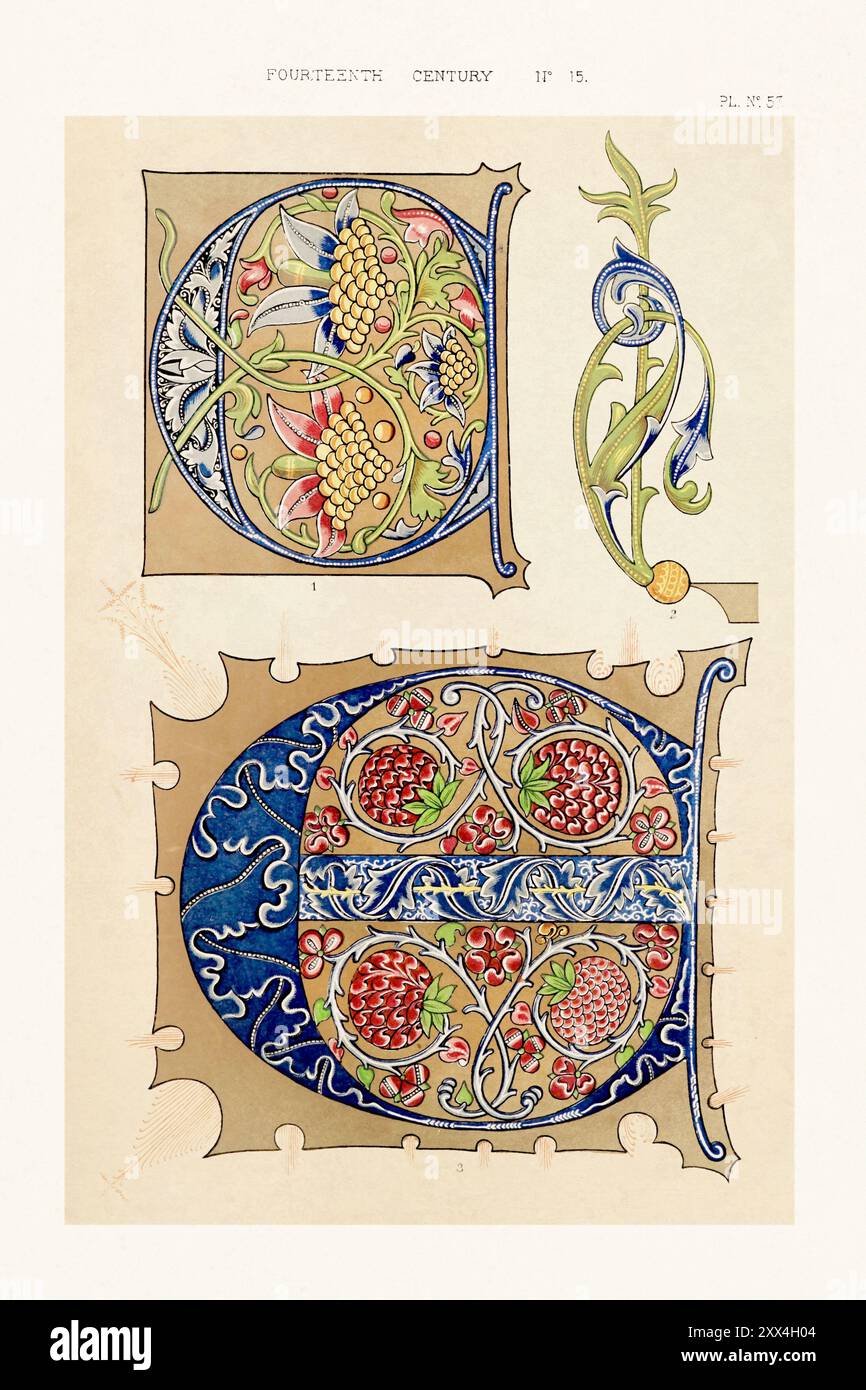 Medieval alphabet initials and ornaments in the style of illuminated ...