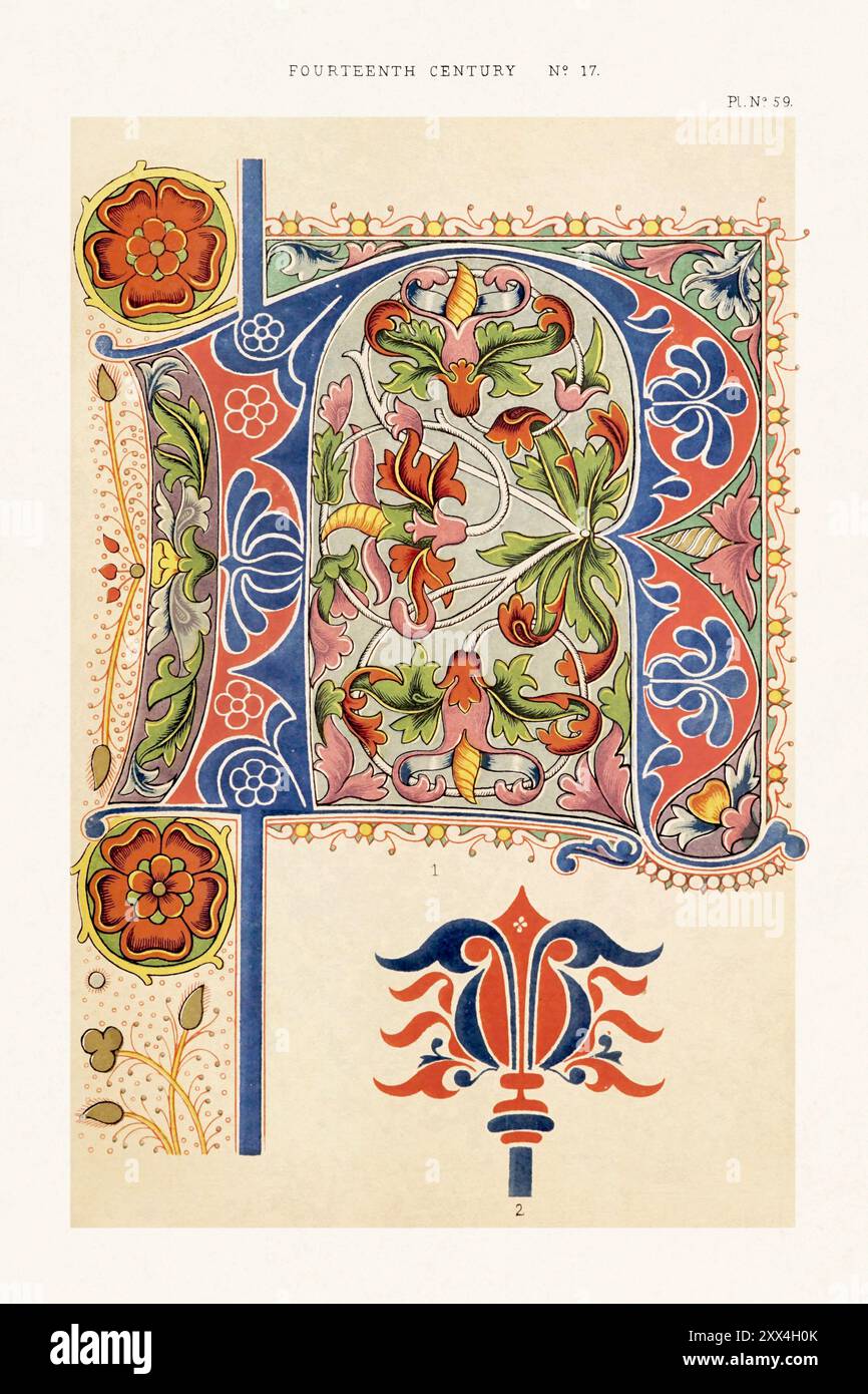 Medieval alphabet initials and ornaments in the style of illuminated ...