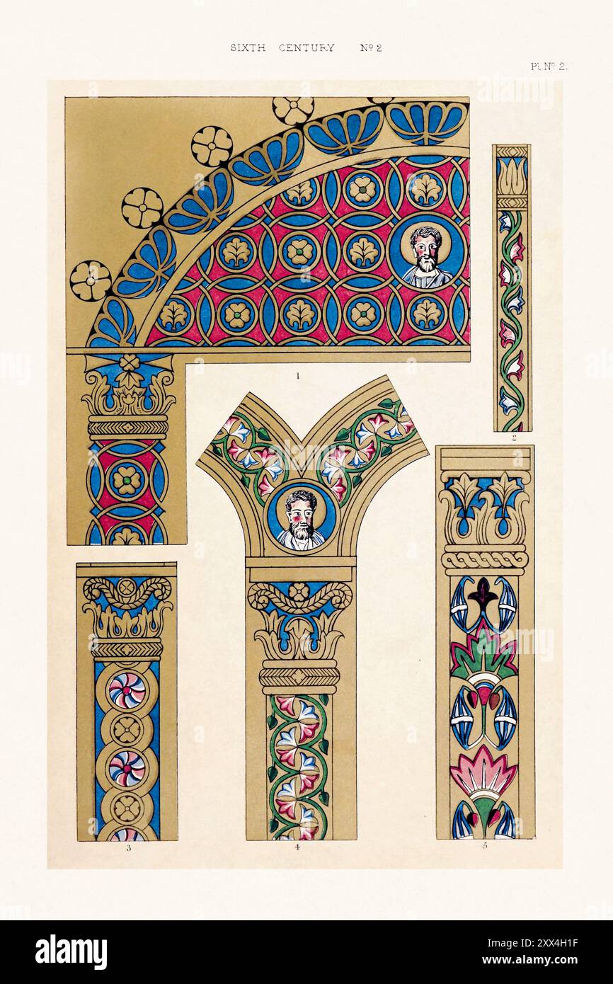 Medieval borders and ornaments in the style of illuminated art. Vintage ...