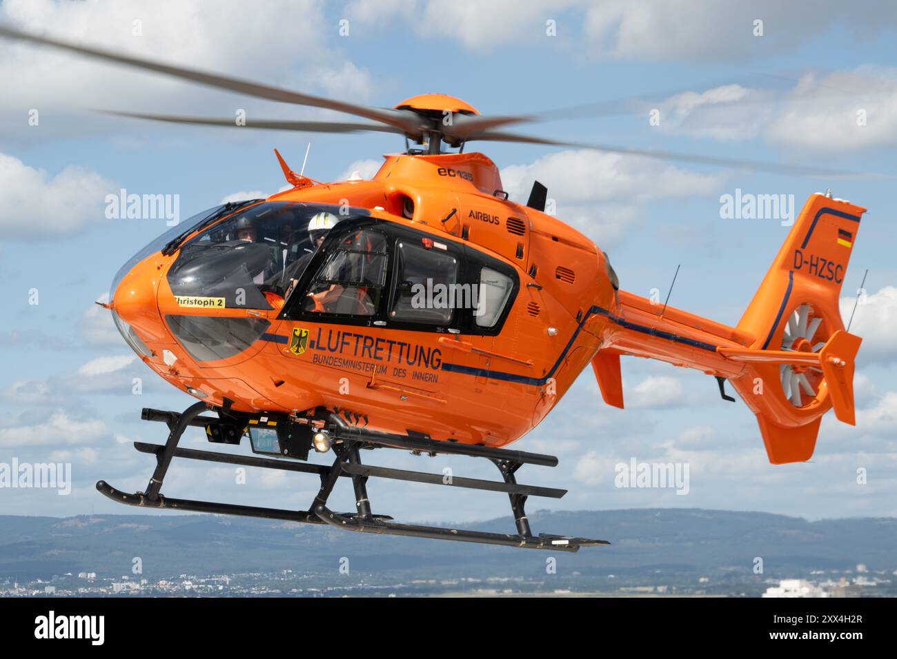 08 August 2024, Hesse, Frankfurt/Main: The rescue helicopter "Christoph ...