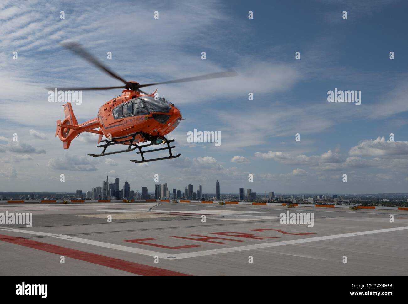 08 August 2024, Hesse, Frankfurt/Main: The rescue helicopter "Christoph ...