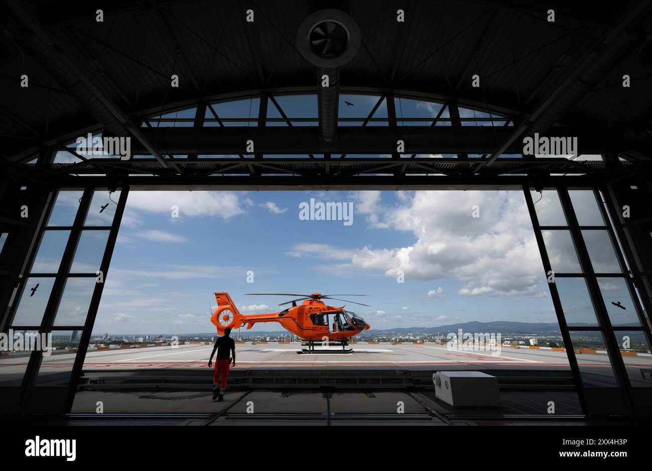 08 August 2024, Hesse, Frankfurt/Main: The rescue helicopter "Christoph ...