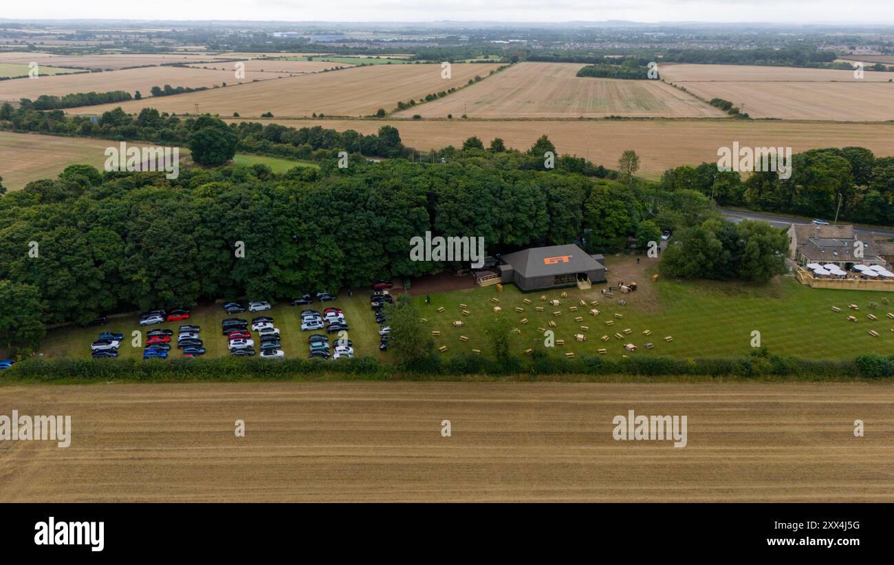 A drone view of the car park and GT marquee, at Jeremy Clarkson's new ...