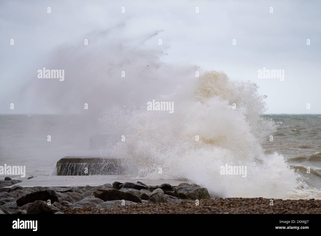 Hastings, UK, 22 Aug 2024, Storm Lilian Batters The South Coast Stock ...
