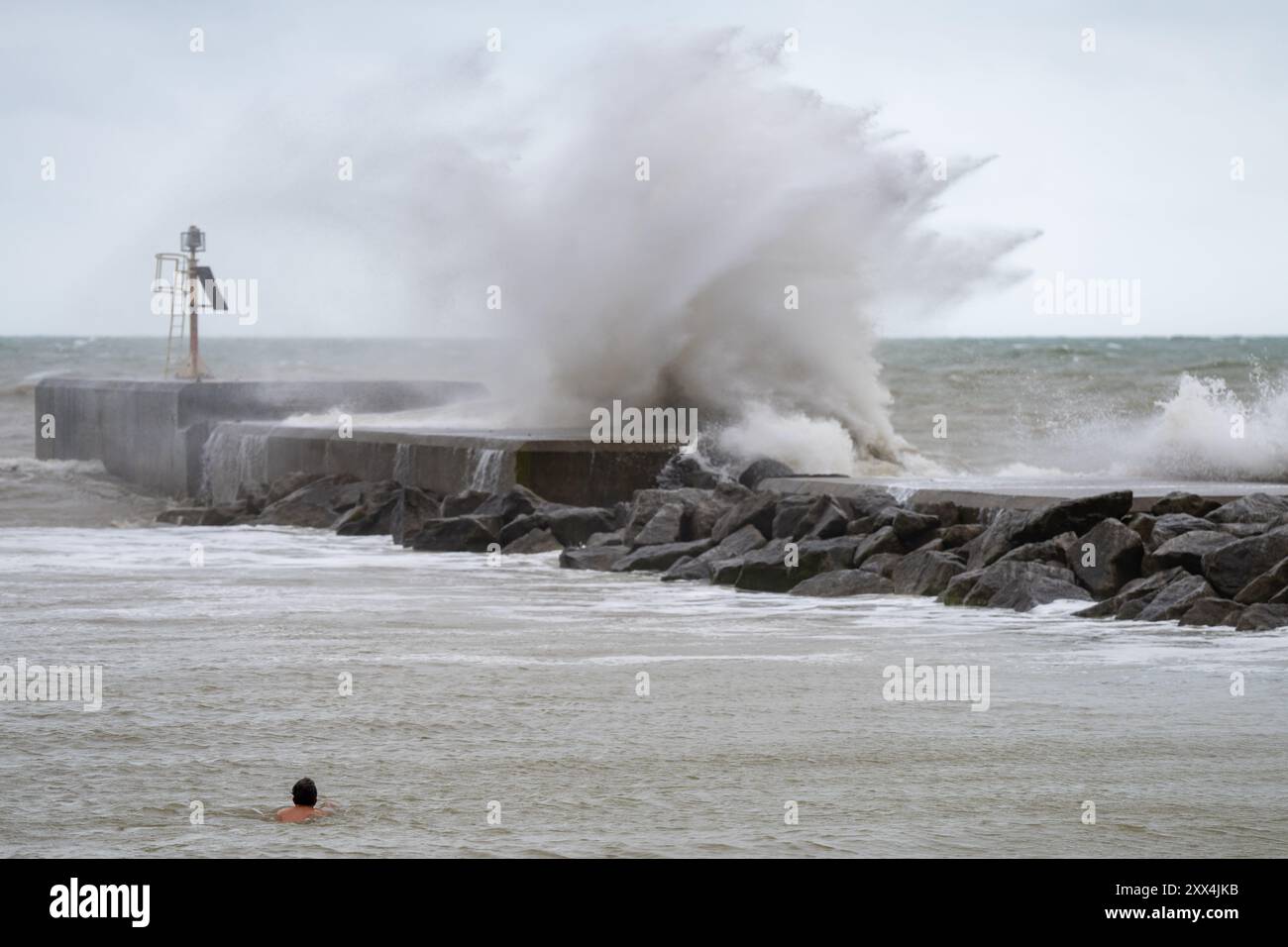 Hastings, UK, 22 Aug 2024, Storm Lilian Batters The South Coast Stock ...