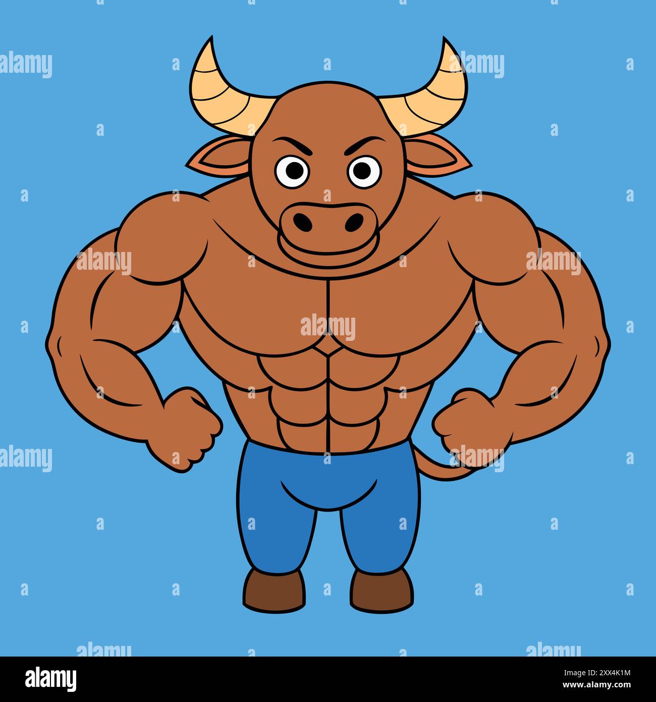 Muscular Bull Vector Illustration - Strong Bull Design for Powerful ...