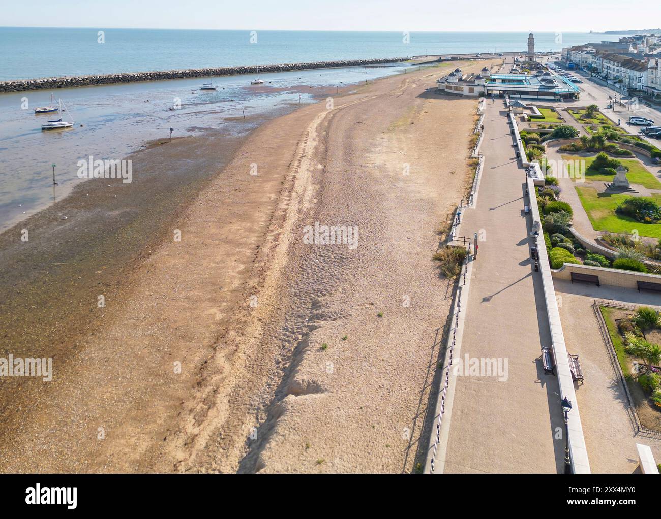 aerial view of herne bay seafront and harbour on the north kent coast ...