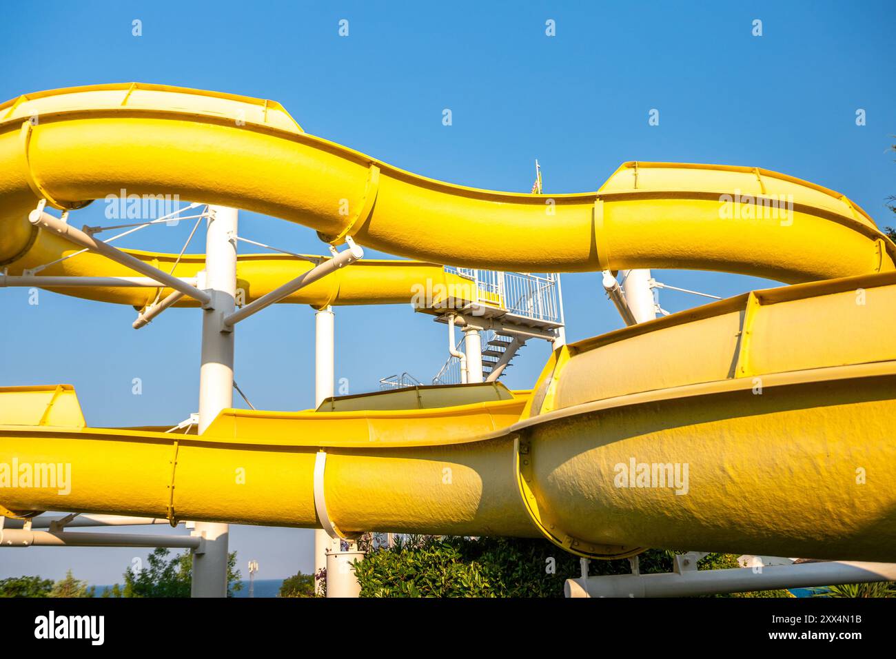 Water Slide Park Summer Fun Yellow Slides Stock Photo - Alamy