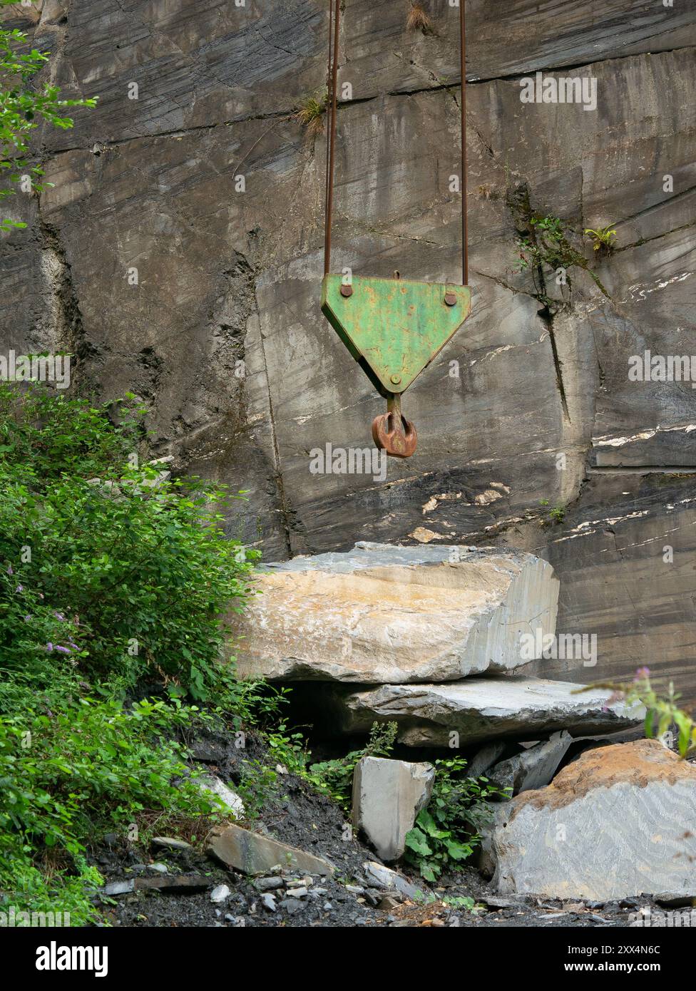 Rusty Crane Hook in Marble Quarry used to lift blocks of rock ...