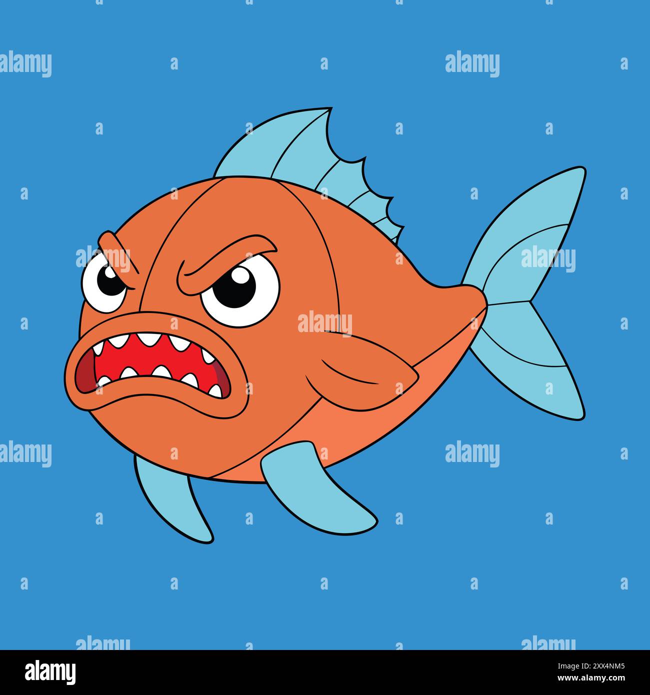 Angry Fish Vector Illustration - Fierce and Aggressive Fish Design for ...