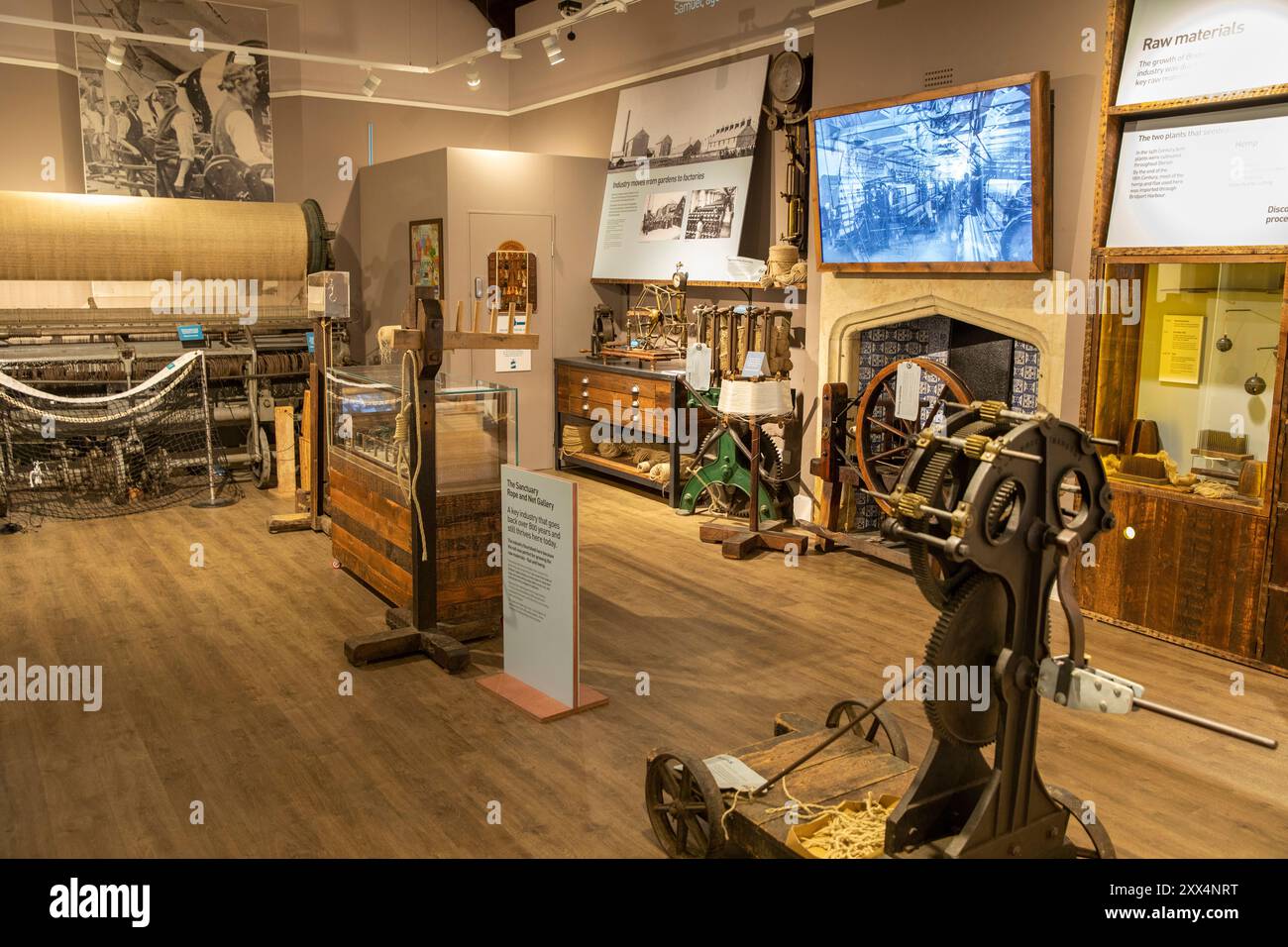 UK England, Dorset, Bridport, South Street, town museum rope and net ...