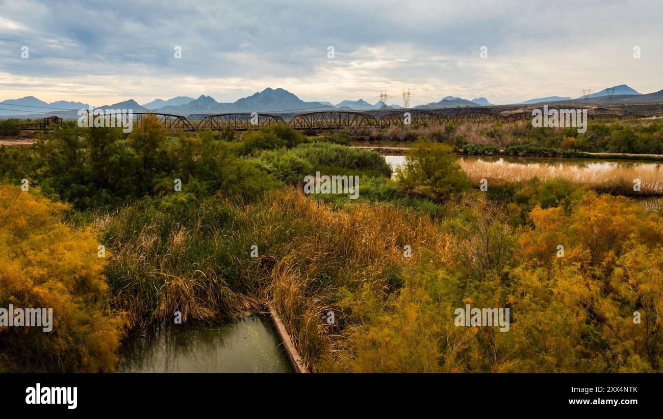 Landscape surrounding the Historic Gillespie Dam Bridge in Arizona ...