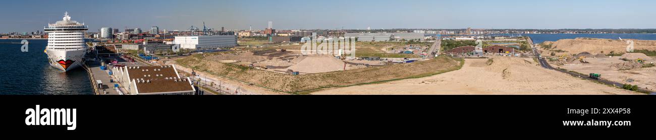 Panoramic view over the new port development at Copenhagen, Denmark ...