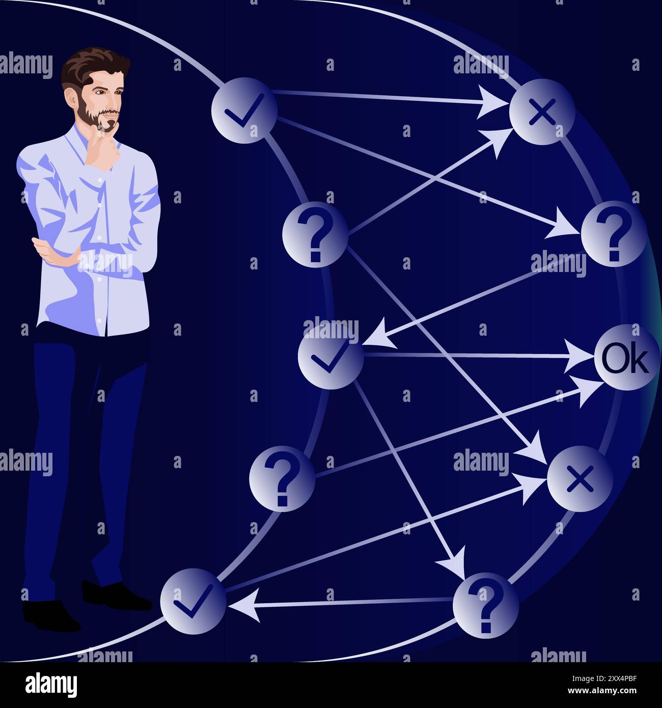 A man uses a decision tree to identify a problem or opportunity in the ...