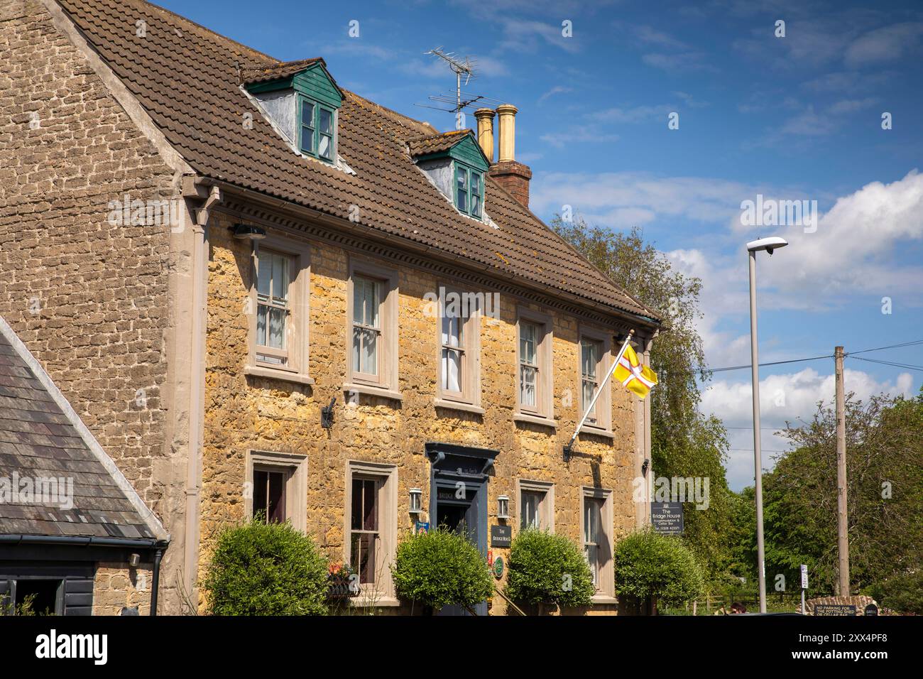 UK England, Dorset, Bridport, East Street, Bridge House Hotel, flying ...