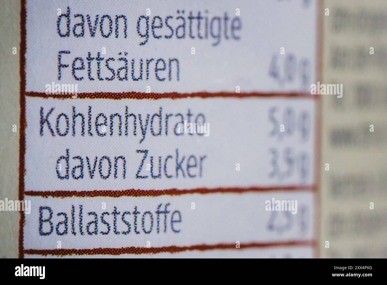 The nutritional table is printed on the label of a spread. Berlin ...