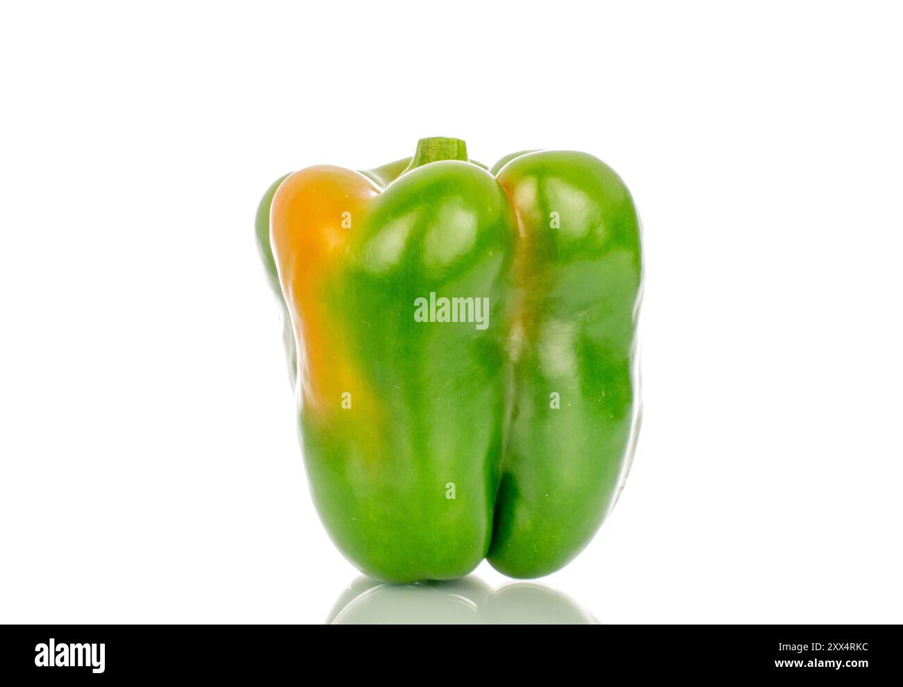 One sweet green pepper, macro, isolated on white background Stock Photo ...