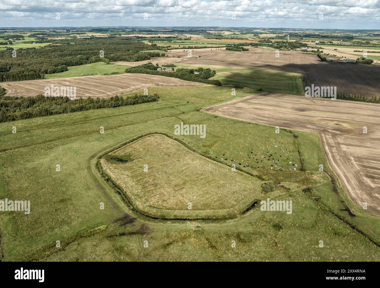Aerial view over the Fort of Borremose (Borremose Fæstningen), a Bronze ...