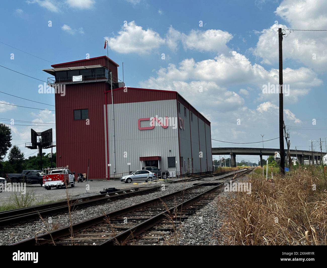 An empty railway borders the Canadian National Railroad's Mays Yard ...
