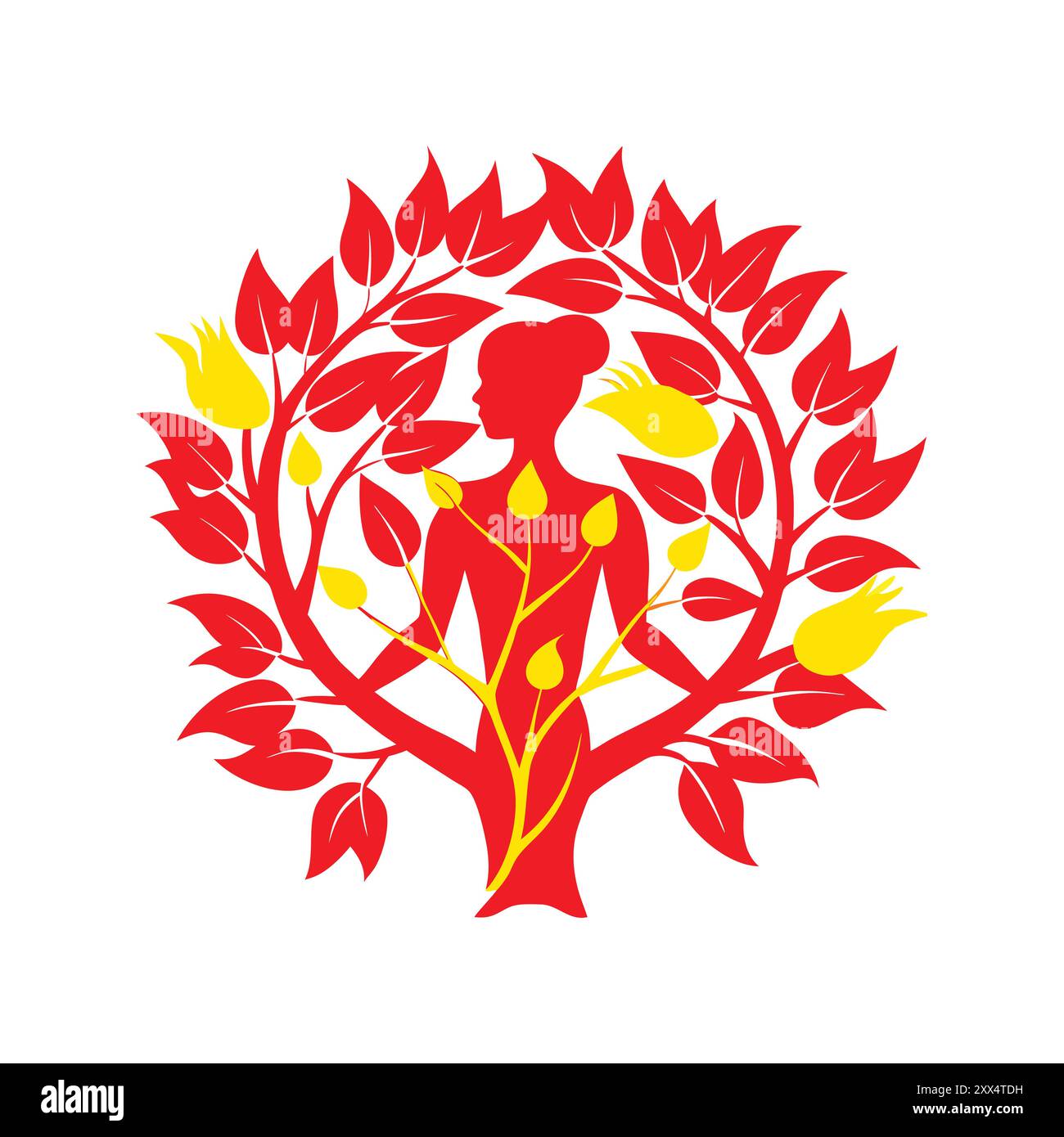 Lady Full of Tree Vector Art - Nature-Inspired Woman Illustration Stock ...