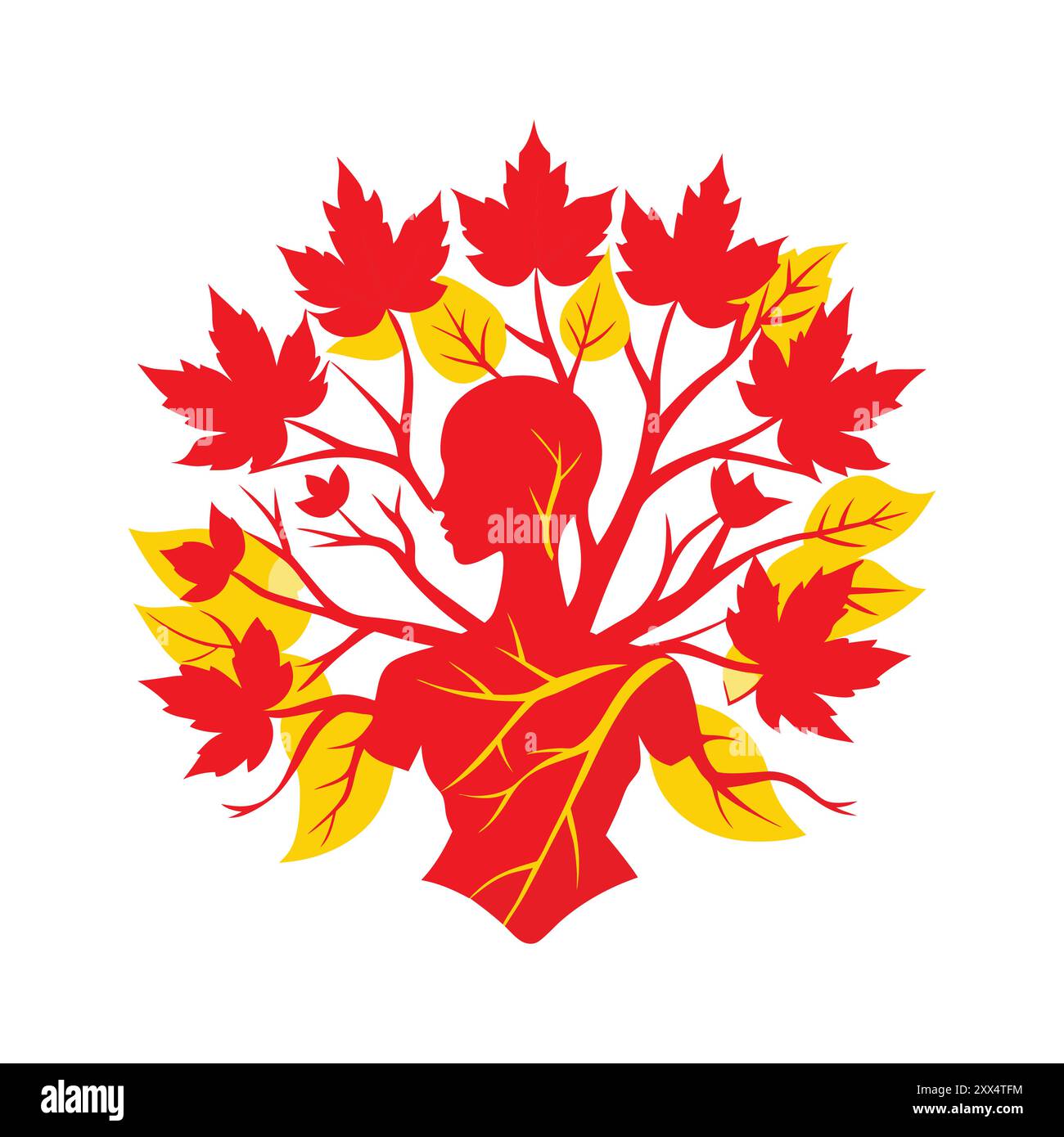 Lady Full of Tree Vector Art - Nature-Inspired Woman Illustration Stock ...