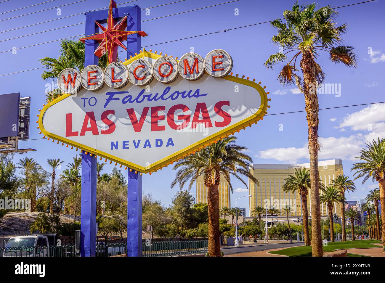 The famous "Welcome to Las Vegas" sign, a popular tourist attraction in ...
