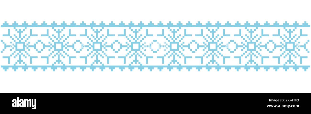 Pixel Border snowflake winter decoration elements. Divider patterns y2k ...