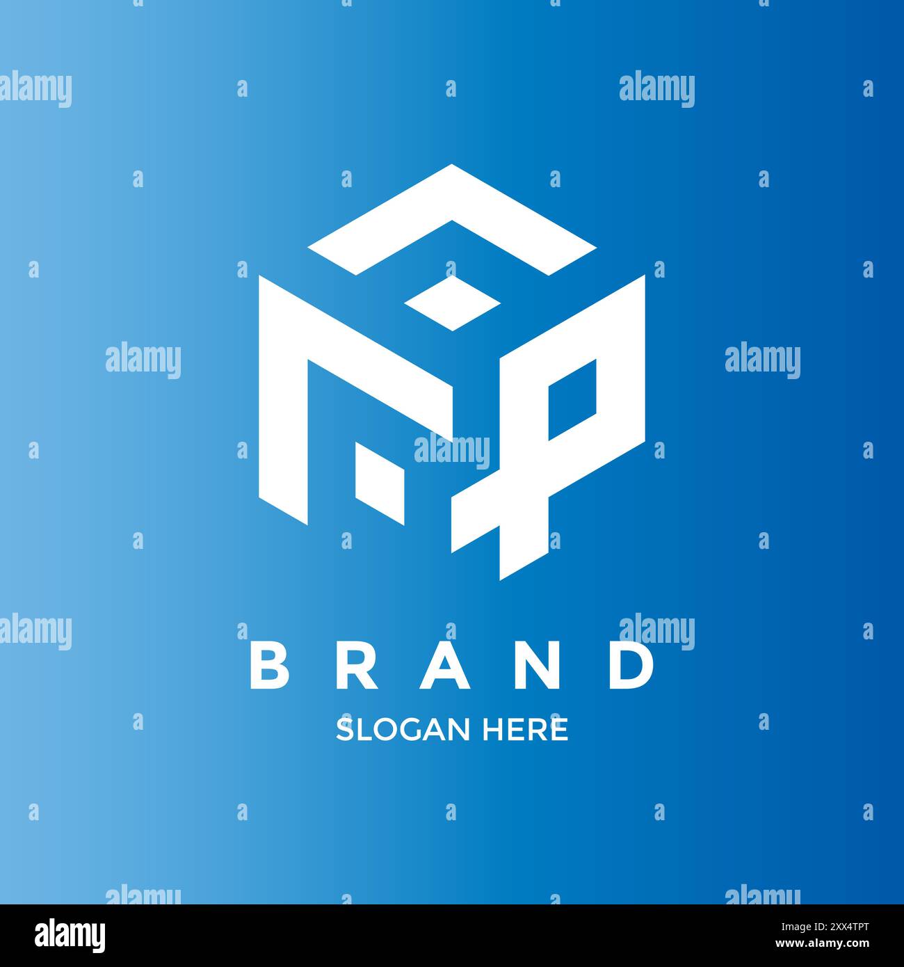 Logo design of F & P letter in vector format file shaped like box Stock ...