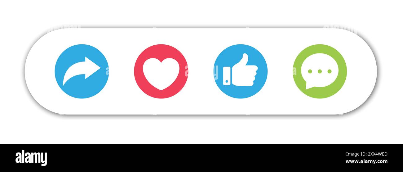 Social media vector icon set. Like button, thumb up, love and heart ...