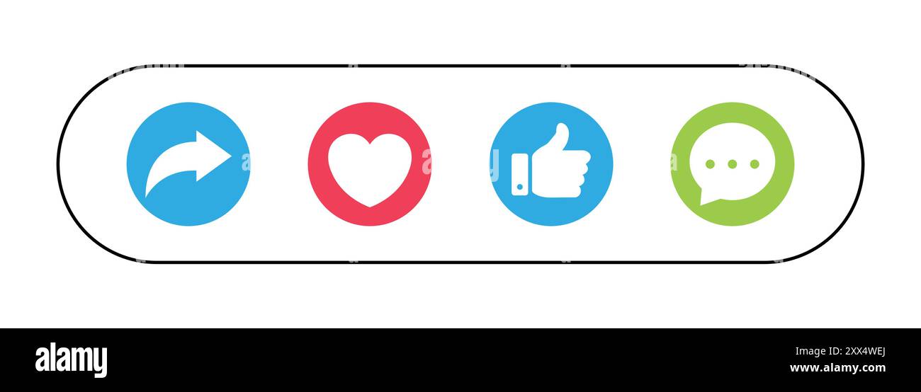 Social media vector icon set. Like button, thumb up, love and heart ...