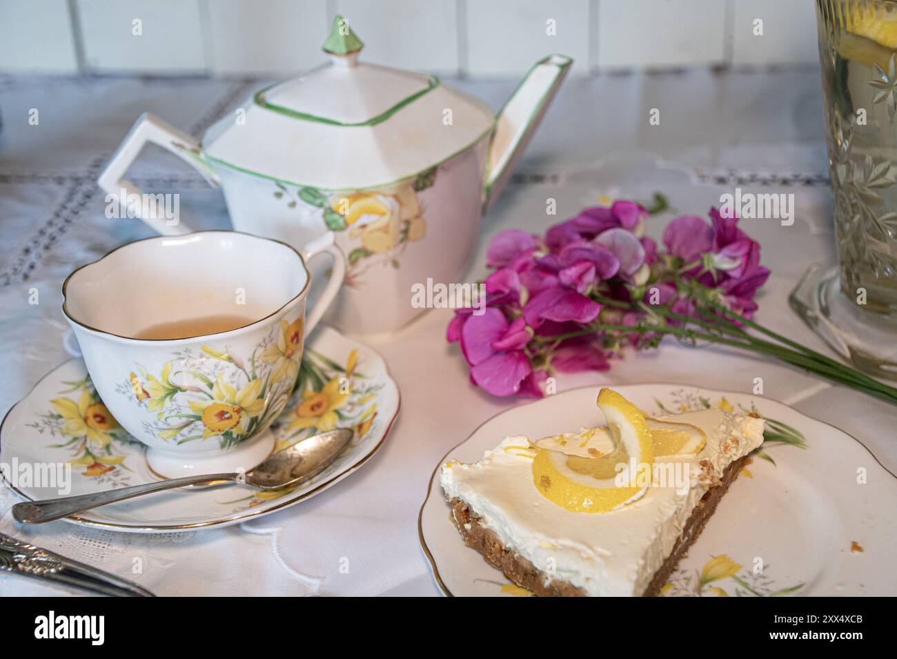 Afternoon tea high tea lemon cheese cake royal tea vintage china ...