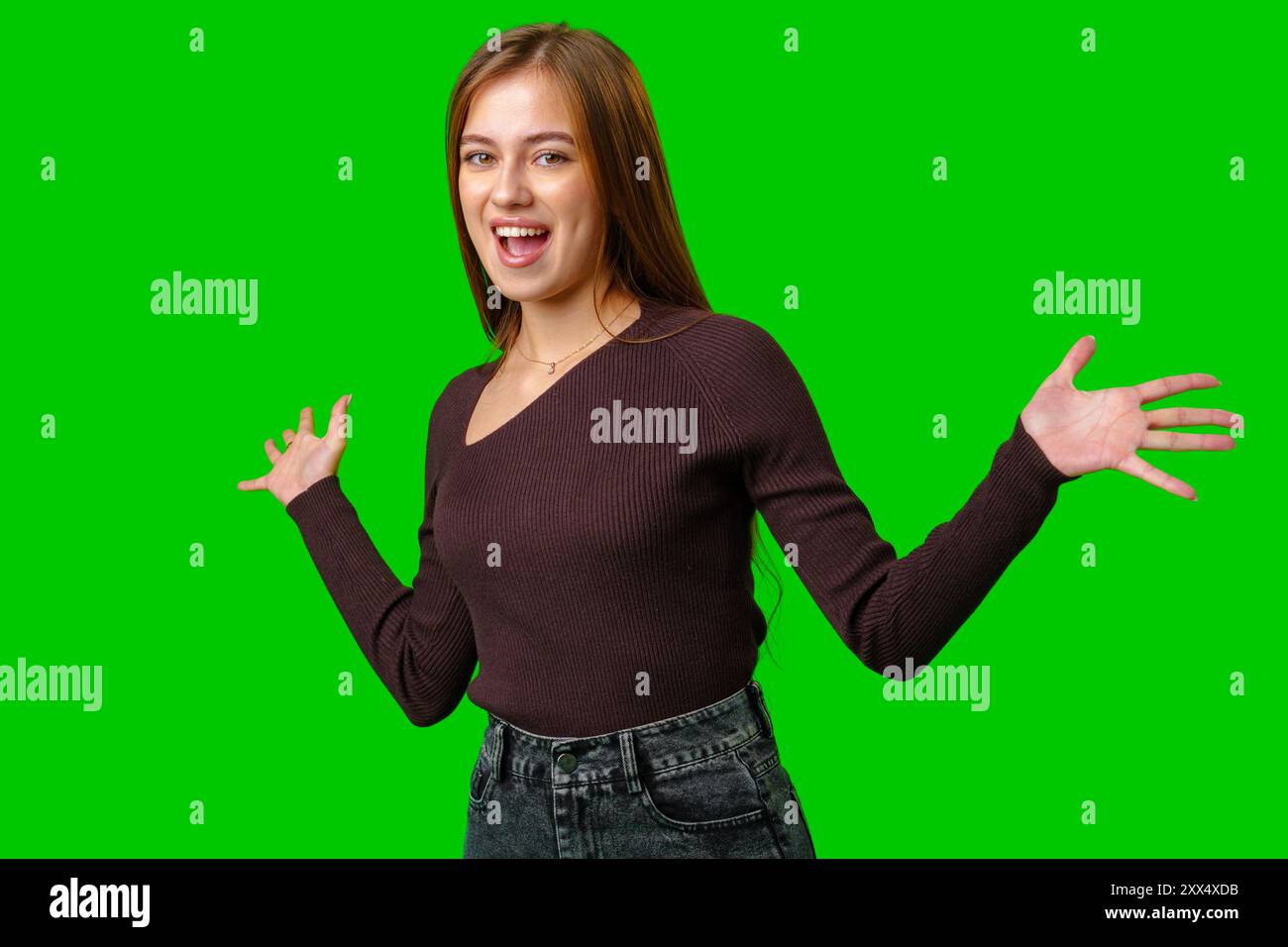 Hands gesturing on green screen hi-res stock photography and images - Alamy
