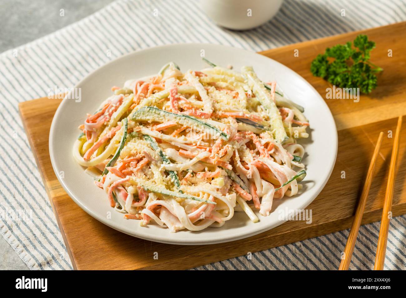 Homemade Healthy Kani Salad with Crab Meat and Vegetables Stock Photo ...
