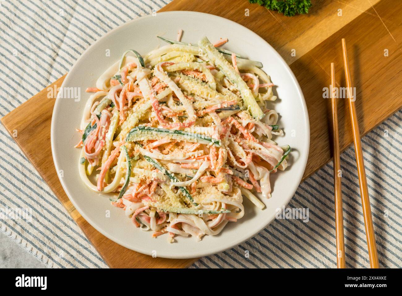 Homemade Healthy Kani Salad with Crab Meat and Vegetables Stock Photo ...