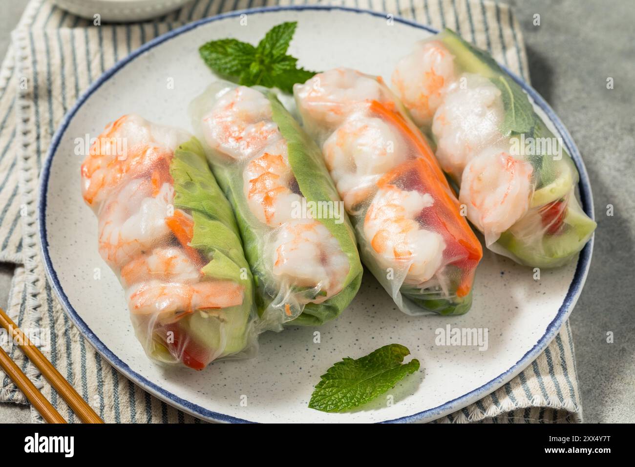 Homemade Vietnamese Shrimp Spring Rolls with Lettuce and Vegetables ...