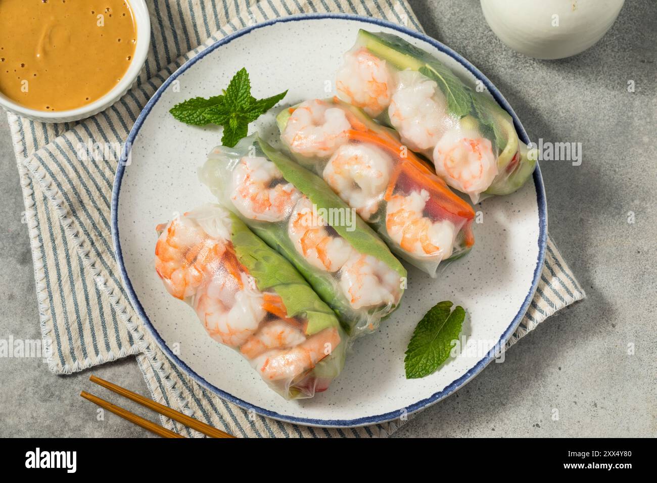 Homemade Vietnamese Shrimp Spring Rolls with Lettuce and Vegetables ...