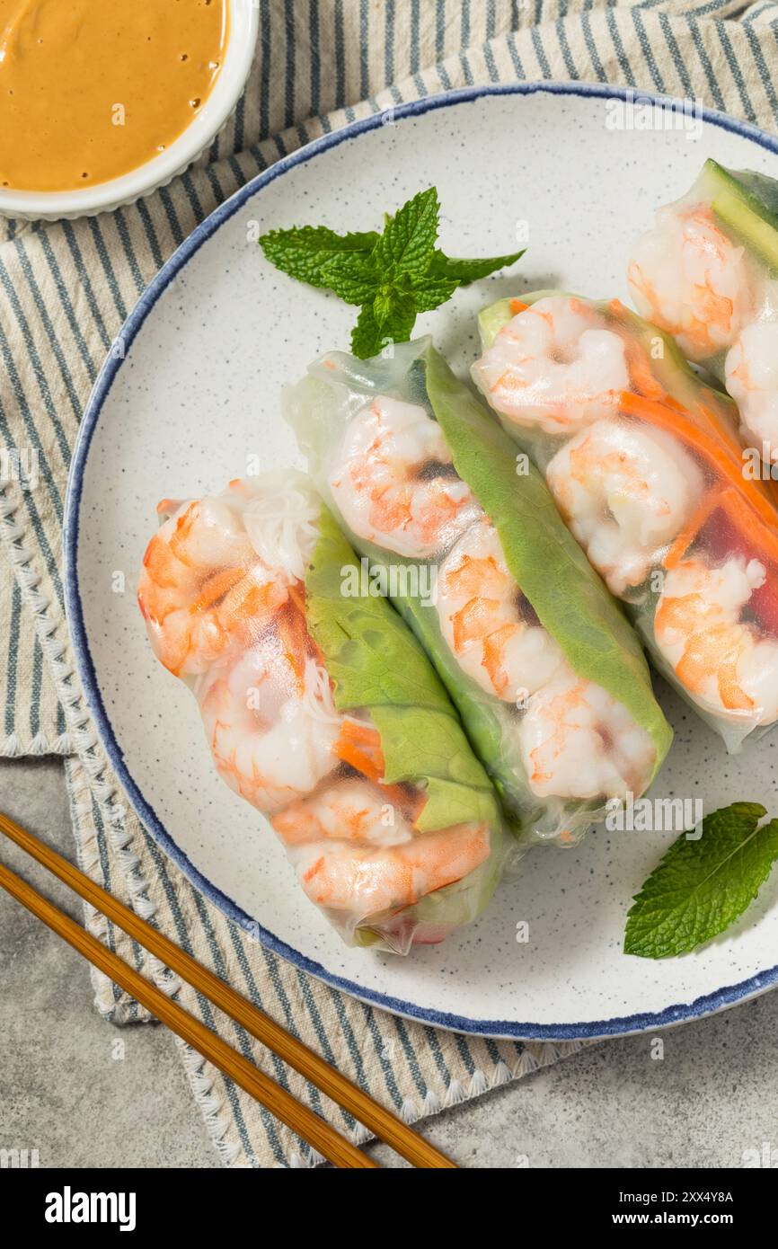 Homemade Vietnamese Shrimp Spring Rolls with Lettuce and Vegetables ...