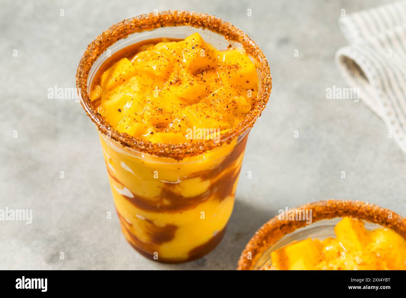 Healthy Frozen Mango Mangonada Cocktail Drink with Chamoy Spice Stock ...