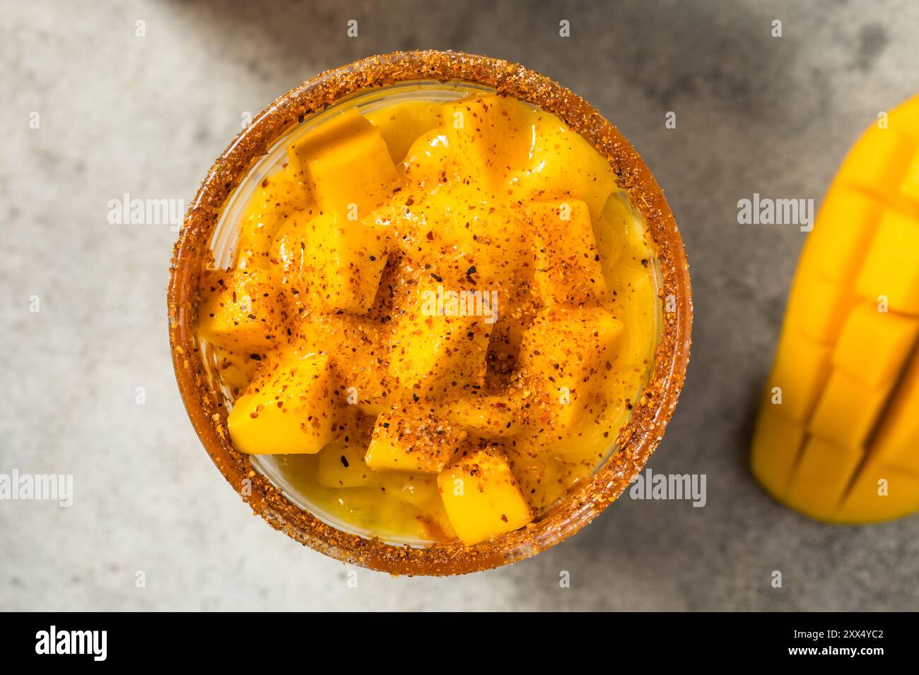 Healthy Frozen Mango Mangonada Cocktail Drink with Chamoy Spice Stock ...