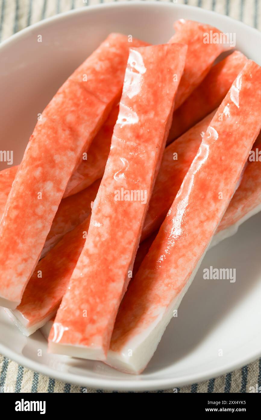 Organic Raw Imitation Crab Meat Sticks Ready to Eat Stock Photo - Alamy