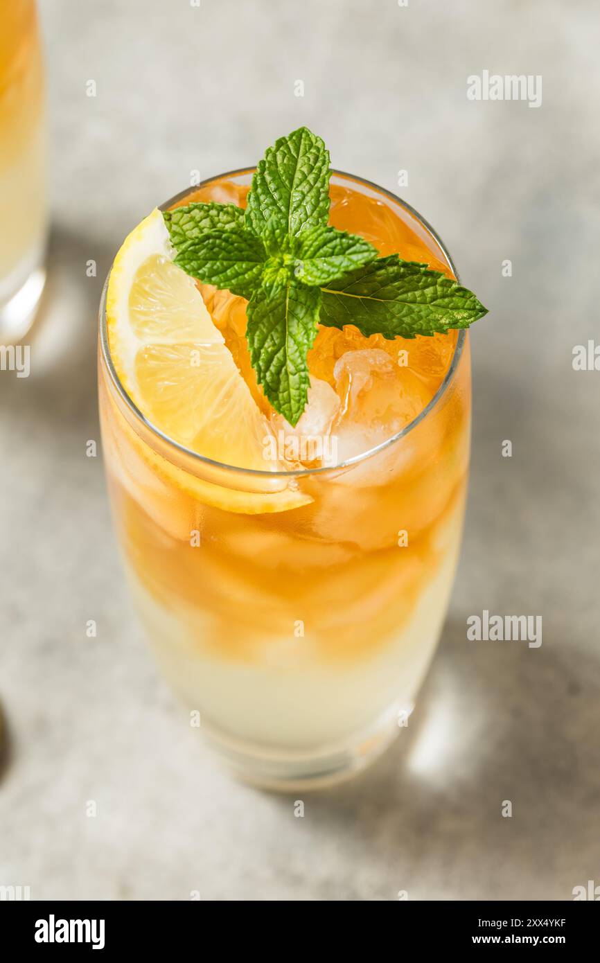 Cold Refreshing Iced Tea and Lemonade Drink with Lemon and Mint Stock ...