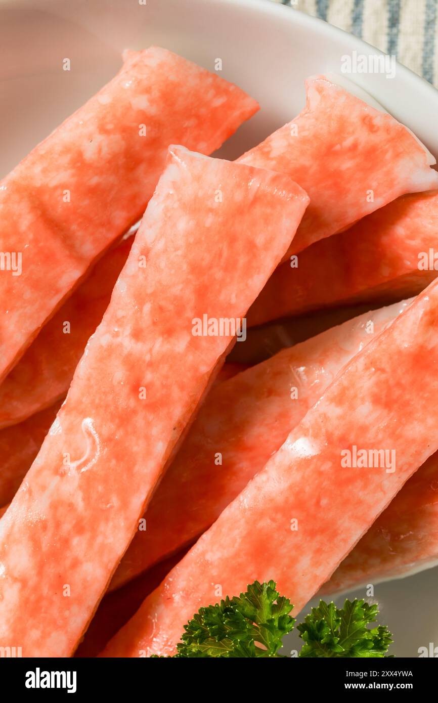 Organic Raw Imitation Crab Meat Sticks Ready to Eat Stock Photo - Alamy