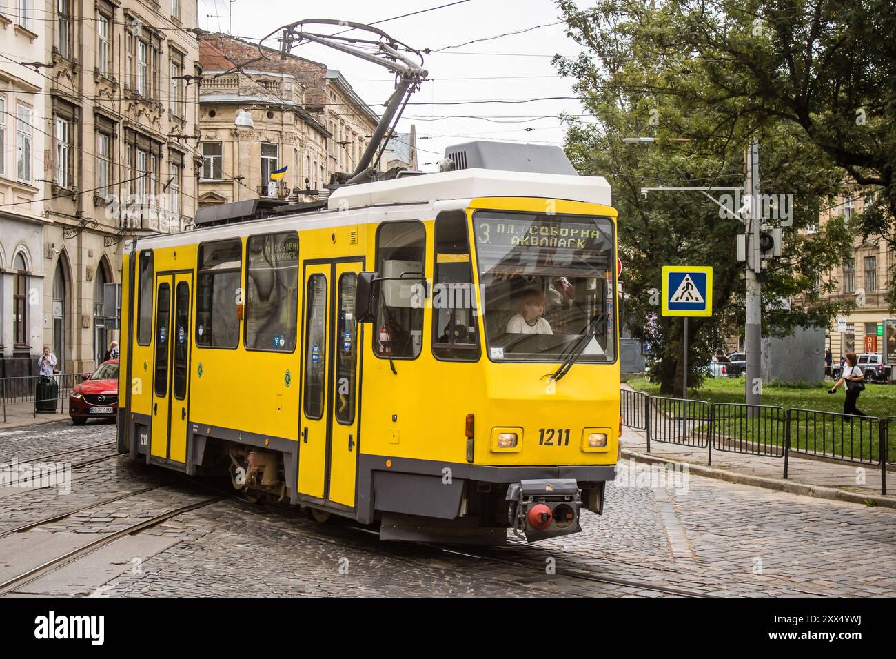 Lviv, Ukraine, August 22, 2024 Lviv tram continues to operate while the ...