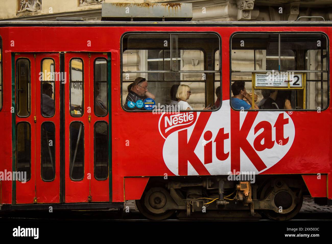 Lviv, Ukraine, August 22, 2024 Lviv tram continues to operate while the ...